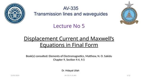 5 Lecture 05 Av 335 Displacement Current Maxwells Eqs In Final Form Pptx