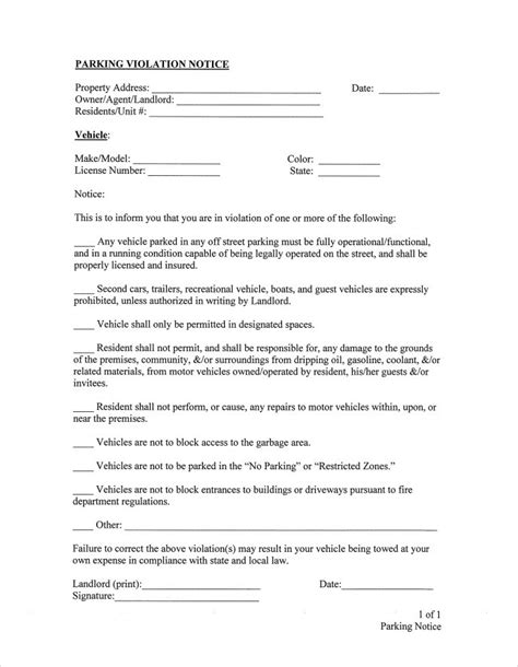 √ Printable Parking Warning Notice Template
