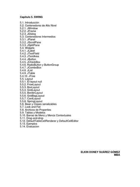 Capítulo 6 Java Swing Pdf Color Java Lenguaje De Programación