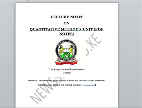 Quantitative Methods Notes Pdf Ke