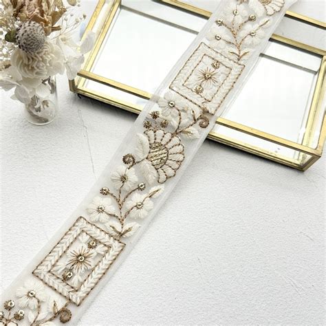 ホワイト インド刺繍リボン専門店rino Ribbon