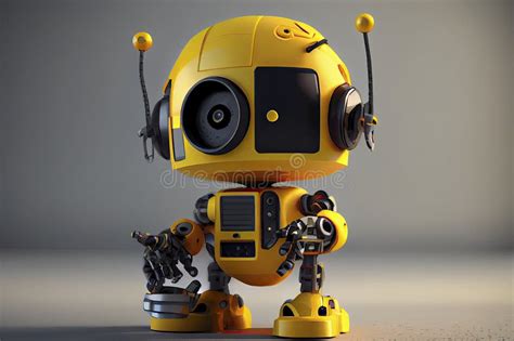 Engineer Robot With 3d Rendering Cute And Small Artificial Intelligence Assistant Robot Wear