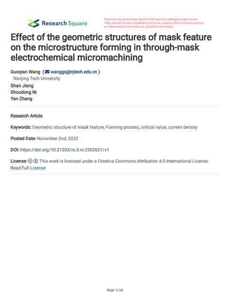 Pdf Effect Of The Geometric Structures Of Mask Feature On The