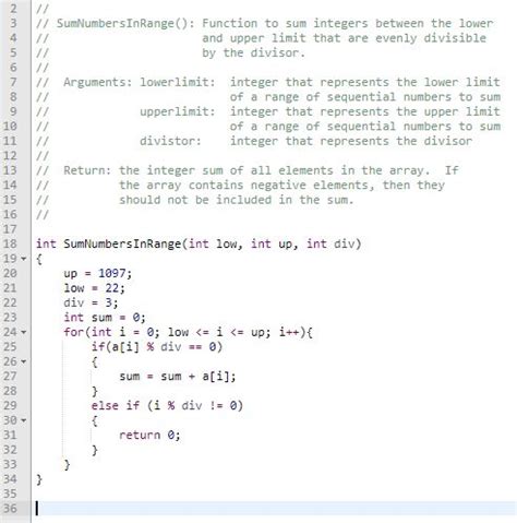 Solved SumNumbersInRange Function To Sum Integers Chegg Com