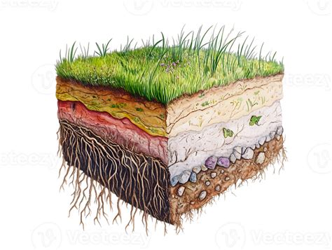 Soil Layers Cross Section Illustration With Green Grass 56487361 Png