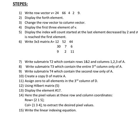 Solved Stepes 1 Write Row Vector V 24 66 4 2 9 2