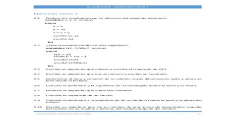 Algoritmos Ejercicios Tema 2 · Universidad Francisco De Vitoria 1 Algoritmos Ejercicios Tema