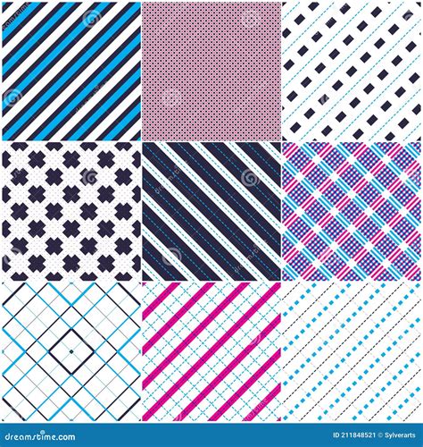 Minimal Lines Vector Seamless Patterns Set Abstract Backgrounds Collection Simple Geometric