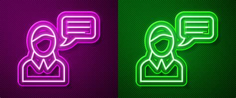 보라색과 녹색 배경에 고립 된 빛나는 네온 라인 음성 거품 채팅 아이콘 메시지 아이콘입니다 통신 또는 댓글 채팅 기호입니다 벡터 0명에 대한 스톡 벡터 아트 및 기타 이미지
