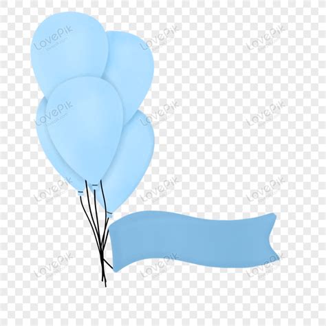 리본이 달린 파란색 풍선 Png 일러스트 무료 다운로드 Lovepik