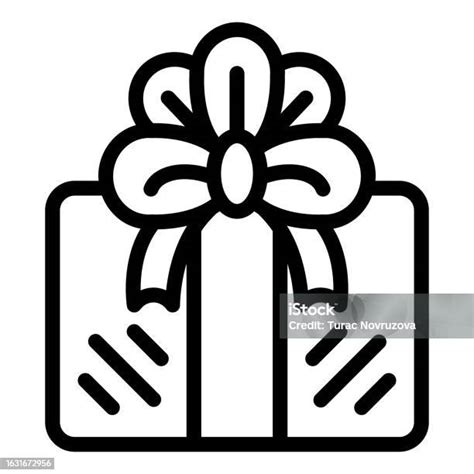 선물 라인 아이콘입니다 흰색으로 분리된 벡터 그림을 제시합니다 선물 상자 개요 스타일 및 응용 프로그램을 위해 설계되었습니다