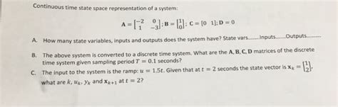 solved continuous time state space representation of a