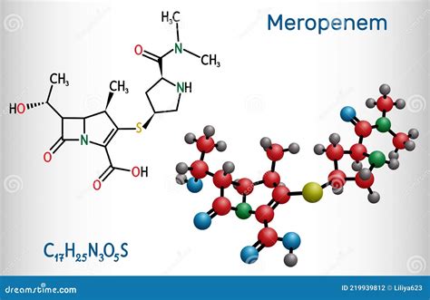 Meropenem Broad Spectrum Antibiotic Carbapenem Class Chemical Structure Skeletal Formula