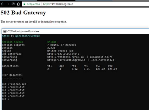 C Aspnet Core 20 Ngrok 502 Bad Gateway Error Stack Overflow
