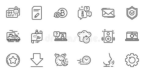 Outline Set Of Edit Document Approved Shield And Card Line Icons For Web Application For