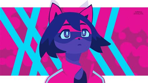 Monster Girl Open Mouth Blue Hair Anthro Animal Ears Black Hair