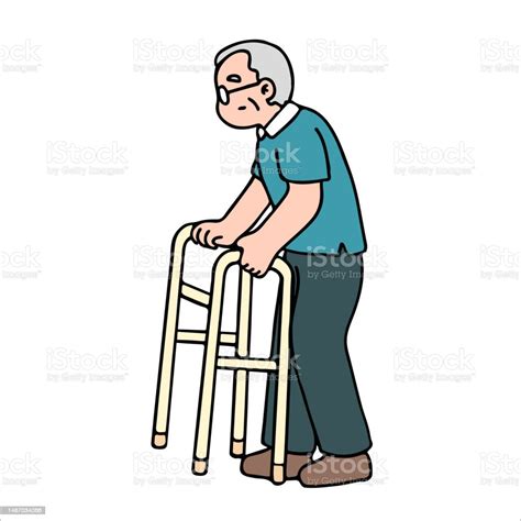 삽화는 거리를 걷는 사람들의 캐릭터를 보여줍니다 노인들은 흰색 배경에 고립된 채 걷는 모습으로 옆모습으로 묘사된다 거리에 대한 스톡 벡터 아트 및 기타 이미지 Istock