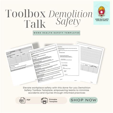 Demolition Complete Digital Toolbox Talk Template Construction Workplace Safety Compliance