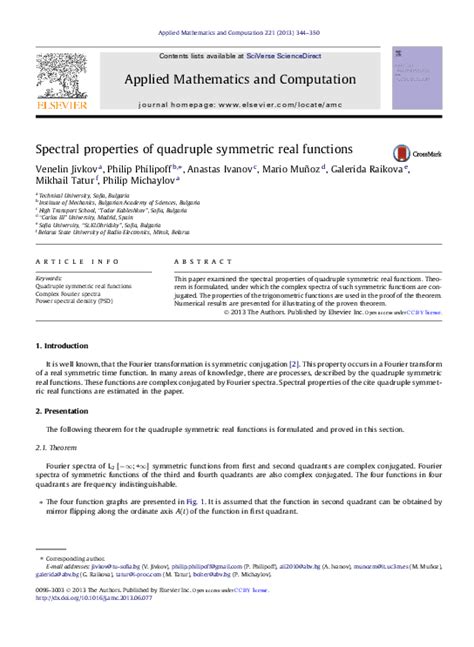 Pdf Spectral Properties Of Quadruple Symmetric Real Functions
