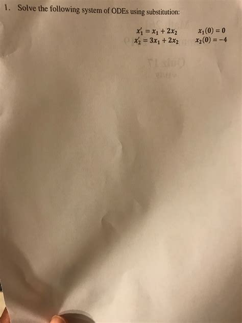 Solved Solve The Following System Of Odes Using