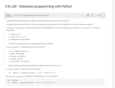 Solved By An Expert 98 ﻿lab ﻿database Programming With Pythonlab98