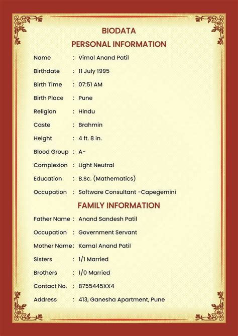 Pin By Vishal On Biodata Format Download Bio Data For Marriage
