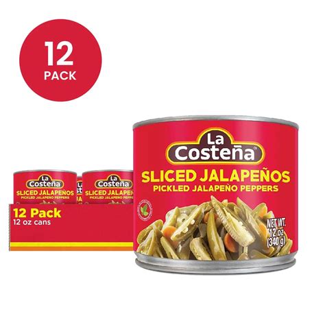 Peppers La Costeña Sliced Pickled Jalapeños 12 Pack 12oz Cans La