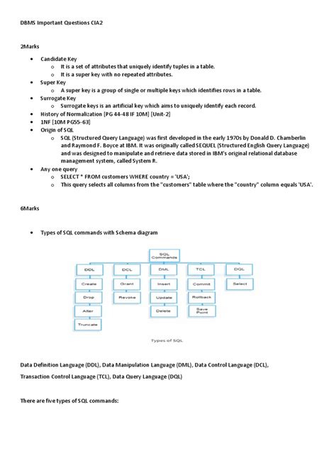 Dbms Important Questions Cia2 Pdf Pdf Relational Database Sql