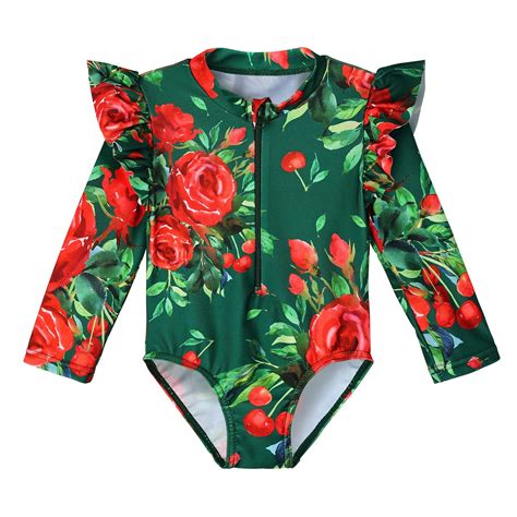 Xfgirls Girls Swimming Costume Swimwear For Girls Long Sleeve Sunsuit Tod