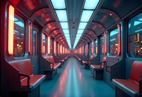 Modern Metro Train Interior Futuristic Subway Comfortable Seats