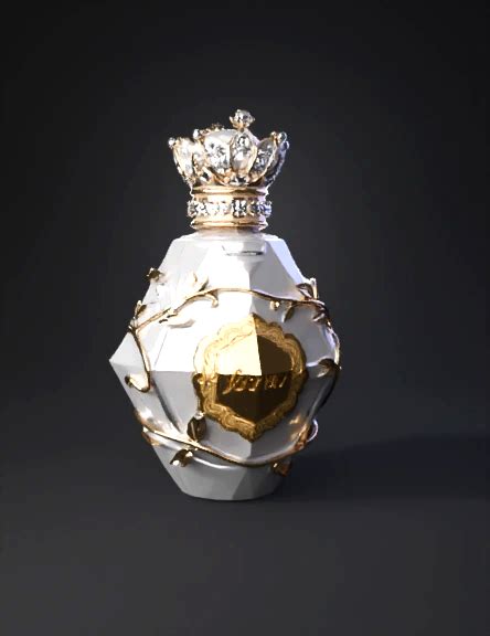 3d Model Crystal Perfume Bottle With Gold Crown Cap And Laurel Leaf