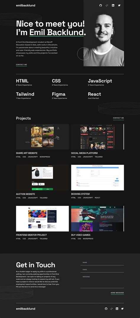 Frontend Mentor Single Page Developer Portfolio Coding Challenge Solution