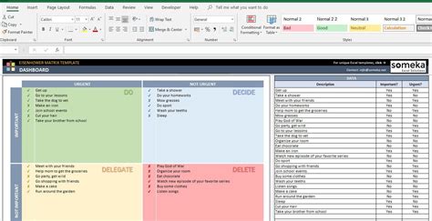 Eisenhower Matrix Template Excel Template Task Priority Matrix Decision Matrix Productivity