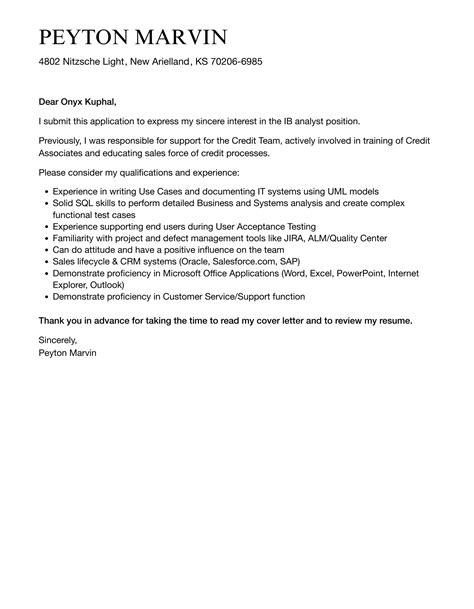 Ib Analyst Cover Letter Velvet Jobs