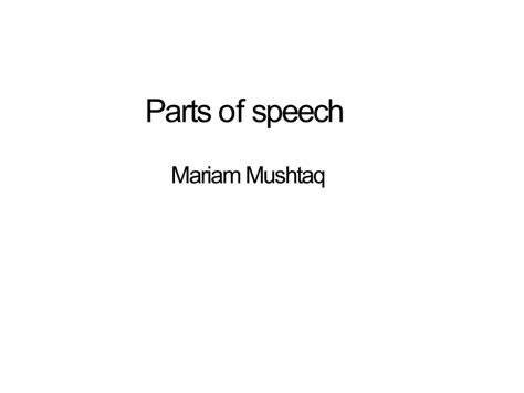 Parts Of Speech Ppt