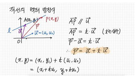 평면에서의 직선의 벡터 방정식 1 Youtube