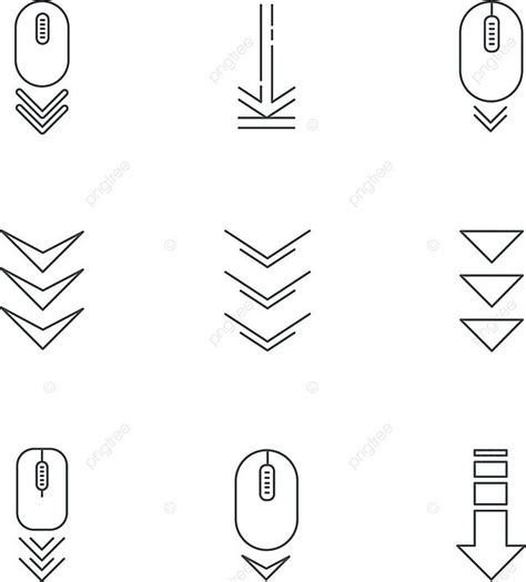 Linear Scroll Down Icons For Web And Pc Vector Arrowhead Drawing