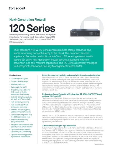 Datasheet Forcepoint Ngfw 120 Series En Pdf Virtual Private Network