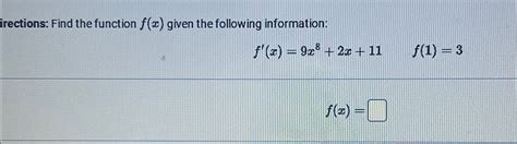 solved irections find the function f x ﻿given the