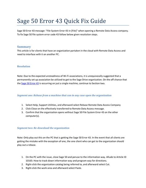 PPT Sage Error Quick Fix Guide PowerPoint Presentation Free Download ID
