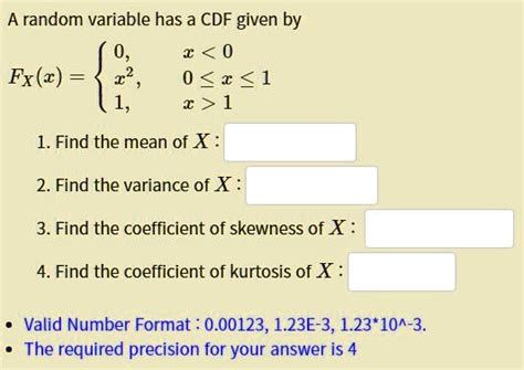 solved a random variable has a cdf given by 0 0 x 2 i x 0 x1 1 find