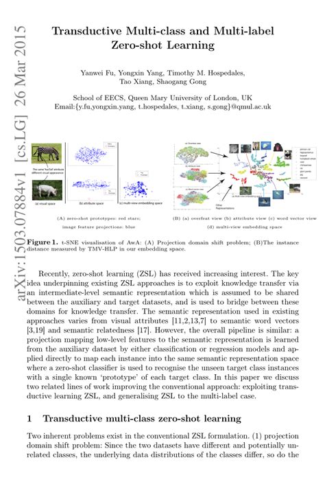 Pdf Transductive Multi Class And Multi Label Zero Shot Learning