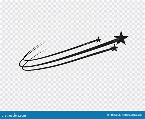 Abstract Falling Star Vector Black Shooting Star With Elegant Star Trail On White Background