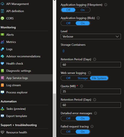 How To Configure App And Web Logging On App Service Razurebicep