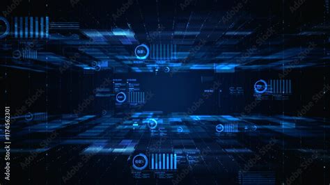 Futuristic Digital Data Flow With Analytics Interface Abstract Technology Scene Showing A