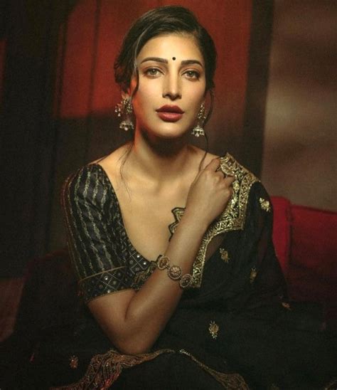 Shruti Haasan Channels Her Desi Vibes In A Black And Golden Saree Bollywood News Bollywood