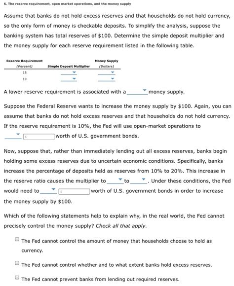 Solved Assume That Banks Do Not Hold Excess Reserves And