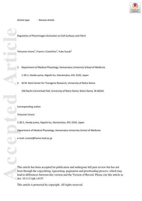 Pdf Regulation Of Plasminogen Activation On Cell Surfaces And Fibrin