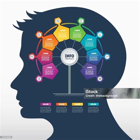 다이어그램 여덟 가지 옵션이 있는 비즈니스 프레젠테이션 개념입니다 기술 또는 교육 과정의 벡터 인포그래픽입니다 프리젠테이션 템플릿 가리키기에 대한 스톡 벡터 아트 및 기타