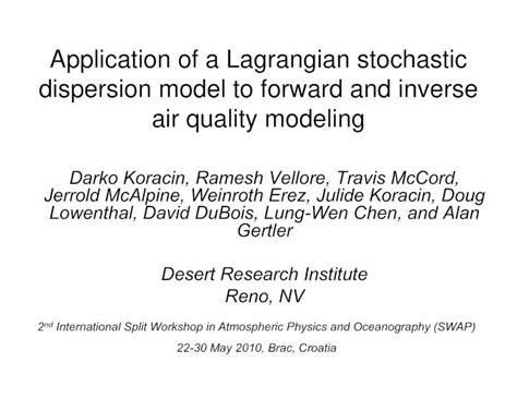 Pdf Application Of A Lagrangian Stochastic Dispersion Model To ~zeljka